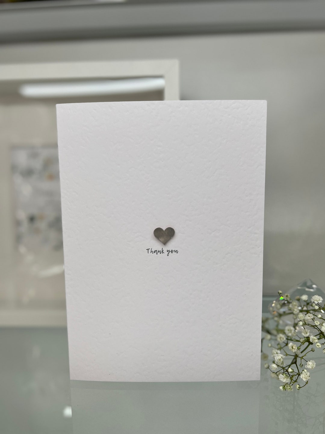 Thank You Card, Simple Thank You Card, 3D Heart, Metal Heart, Large ...