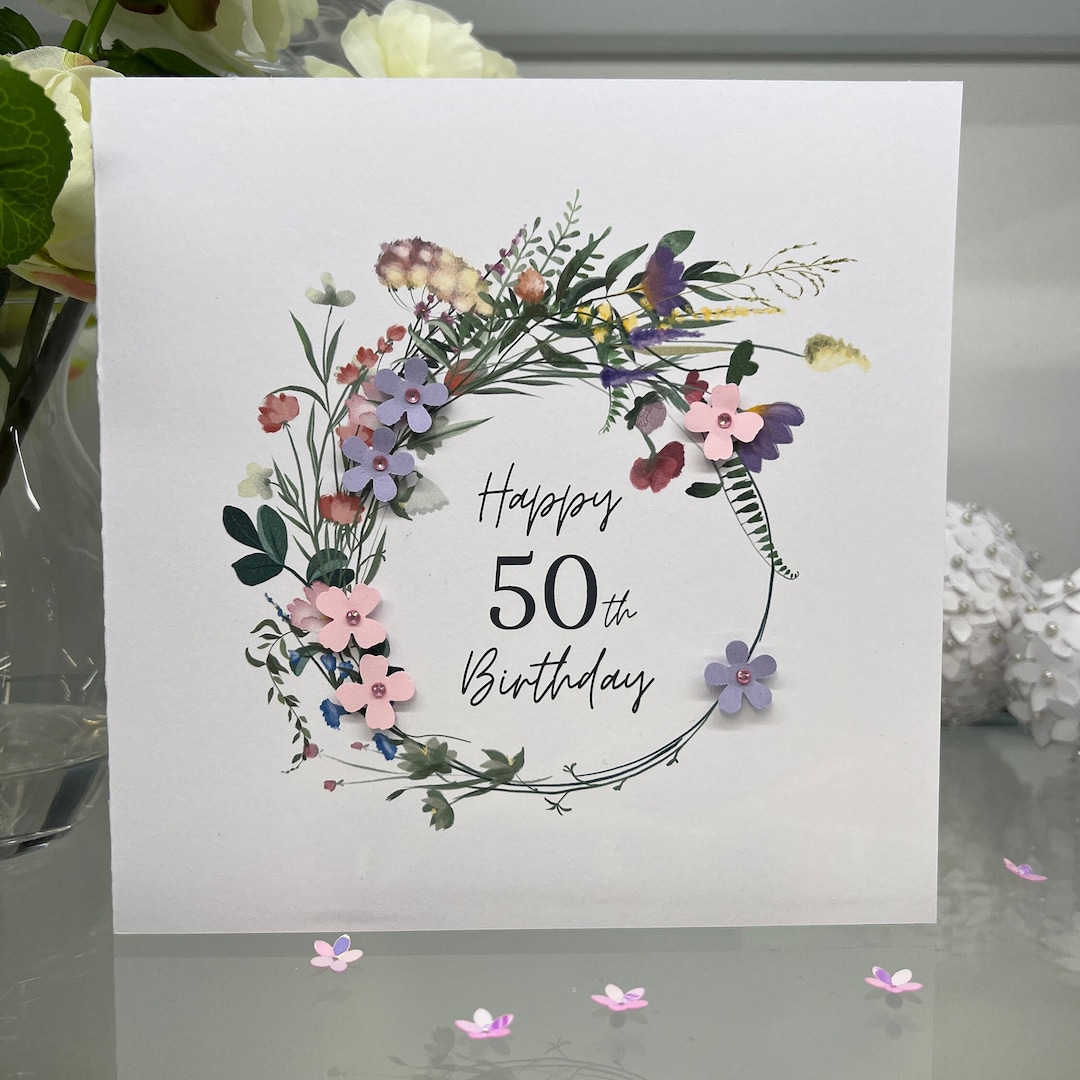 50th Birthday Card, Fiftieth Birthday Card, 50th Card, Happy 50th Card ...
