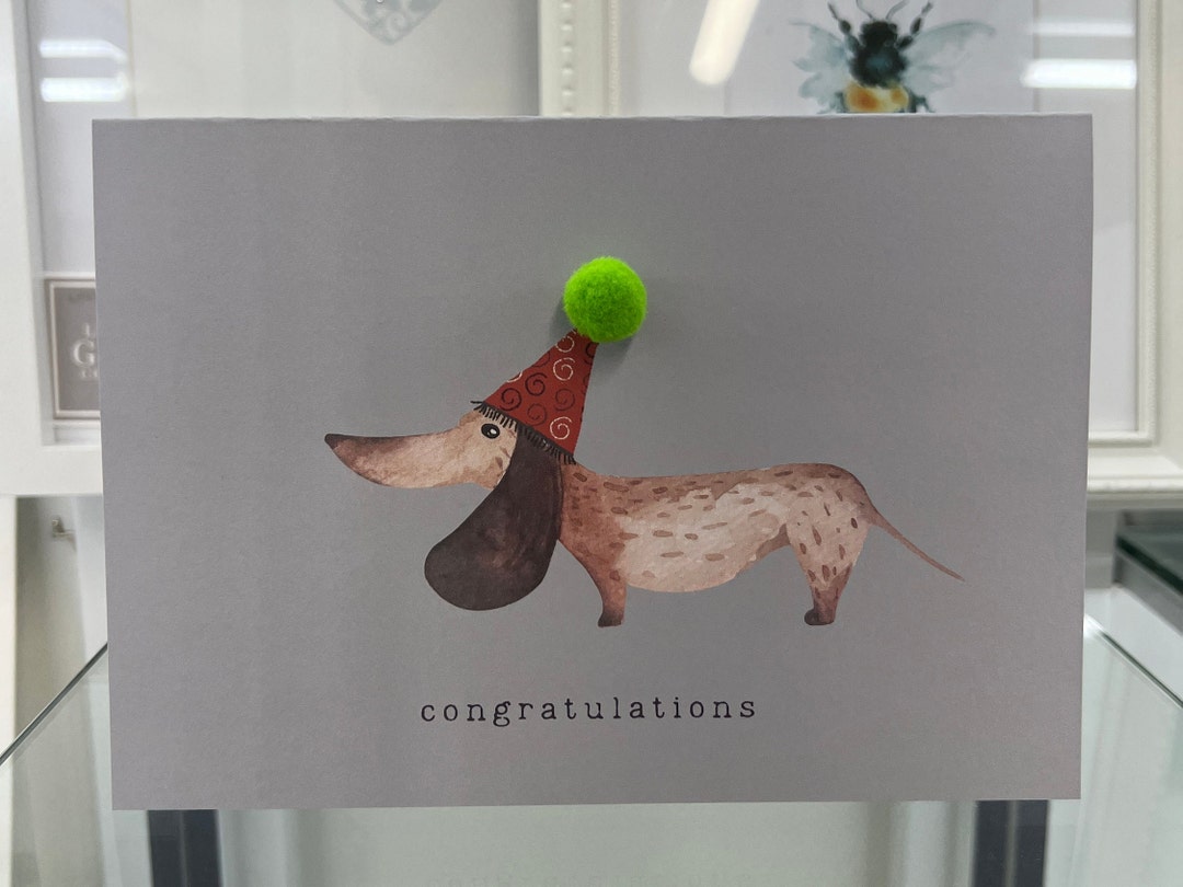 Dachshund Congratulations Card, Handmade Card, Sausage Dog Card, Cute ...