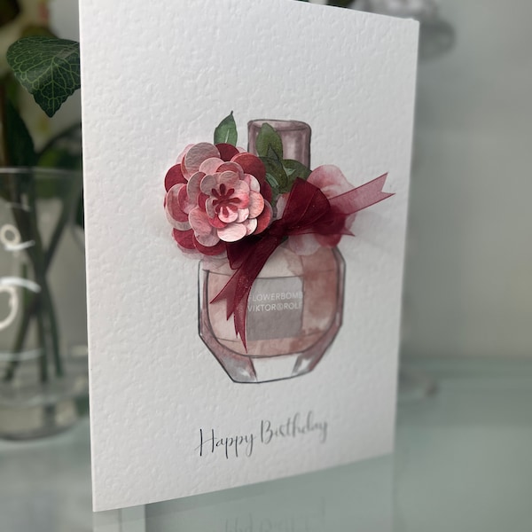 Perfume Bottle Birthday Card - Etsy