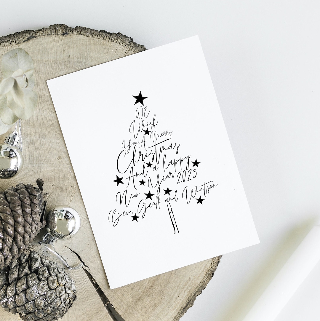 Personalised Christmas Card, Simple Christmas Card, Family Christmas ...