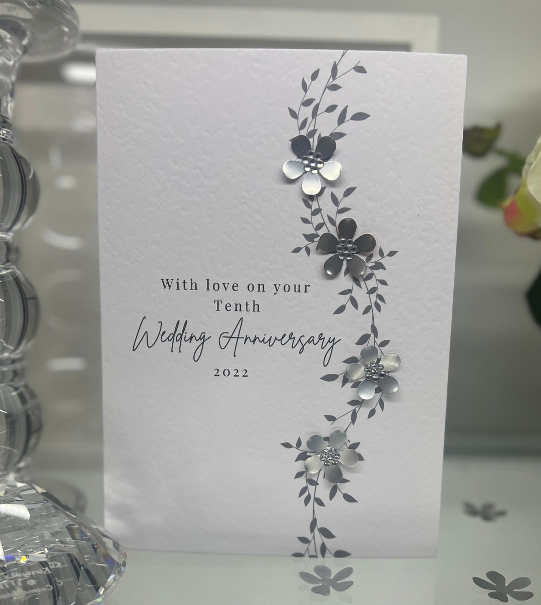 Real Tin Anniversary Card, Tenth Wedding Anniversary, 10th Wedding ...