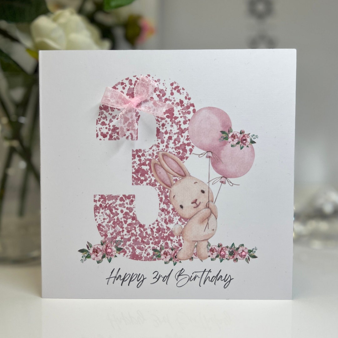 3rd Birthday Card, Girls 3rd Birthday Card, Third Birthday, Daughter ...