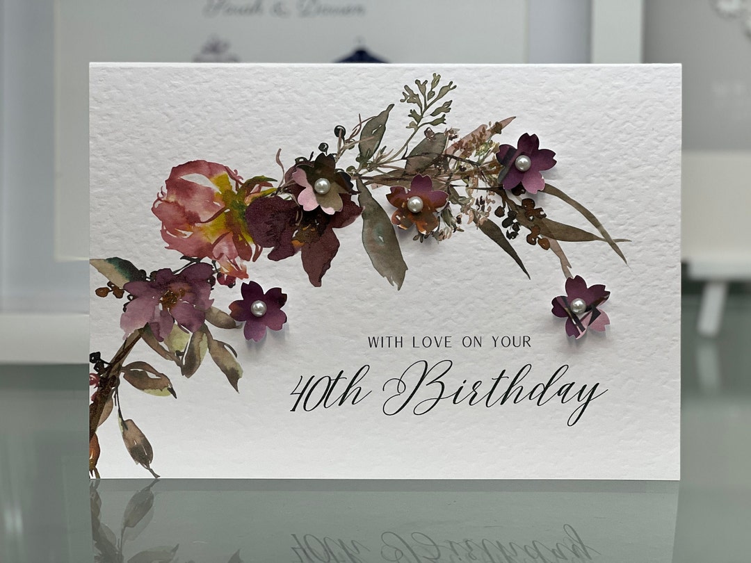 40th Birthday Card, Fortieth Birthday Card, 40th Card, Happy 40th Card ...