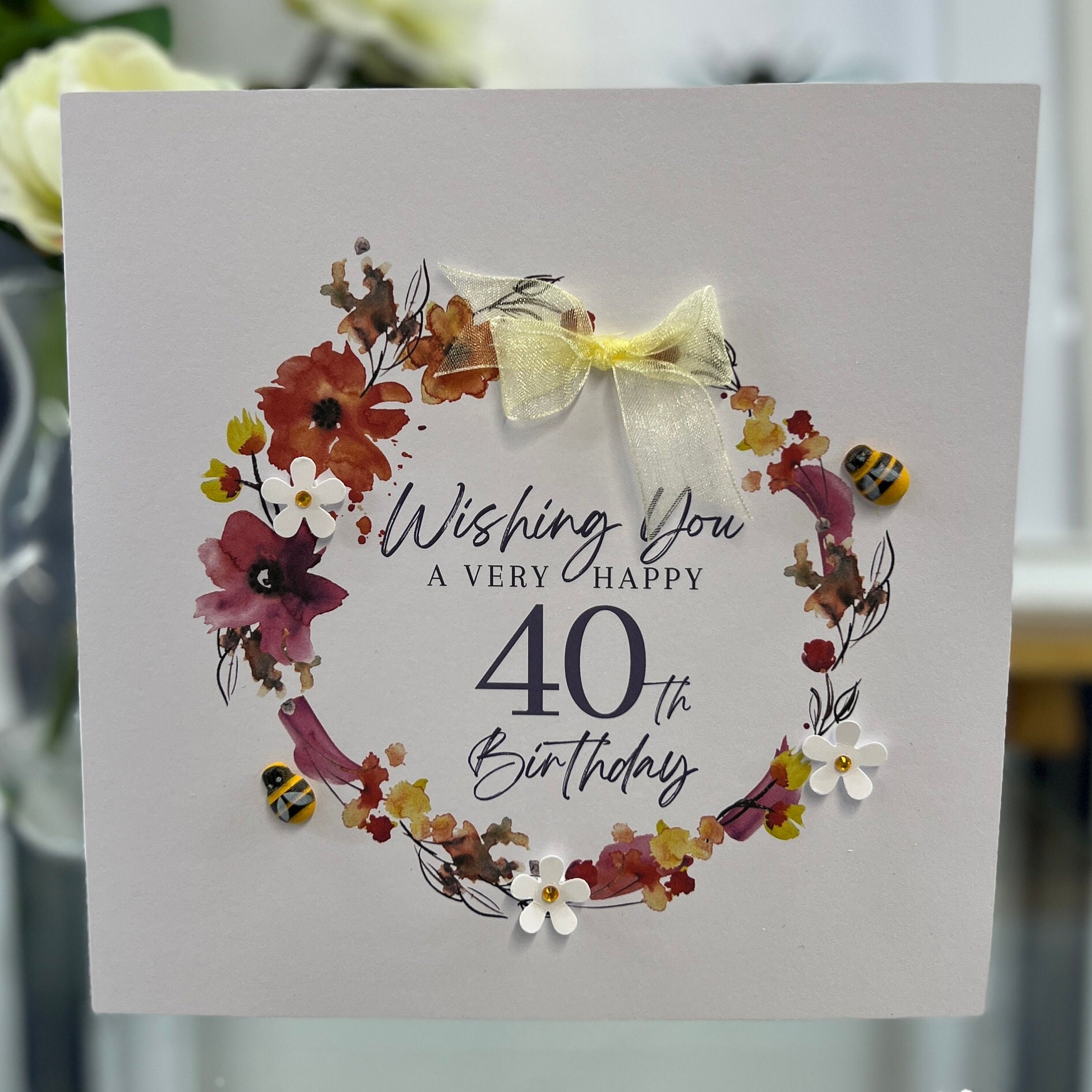 40th Birthday Card, Fortieth Birthday Card, 40th Card, Happy 40th Card ...