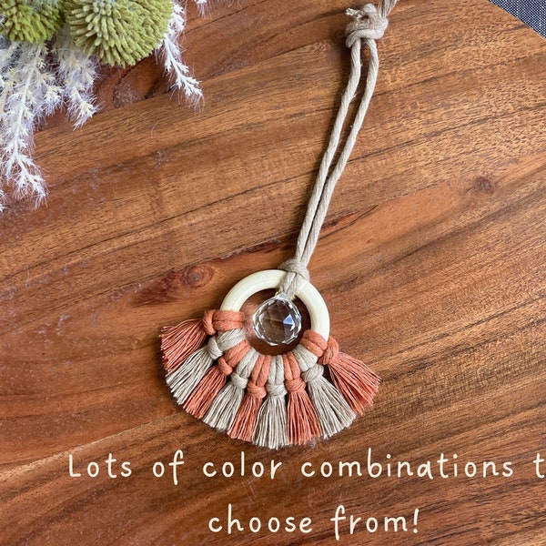 Rainbow Macrame Car Charm - Etsy