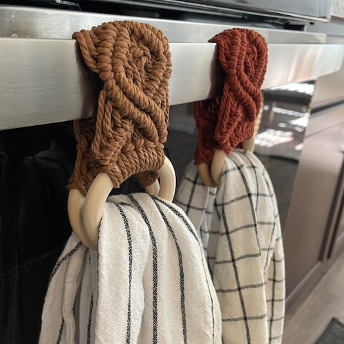 Macrame Towel Holder Kitchen Towel Hanger Oven Door Towel - Etsy