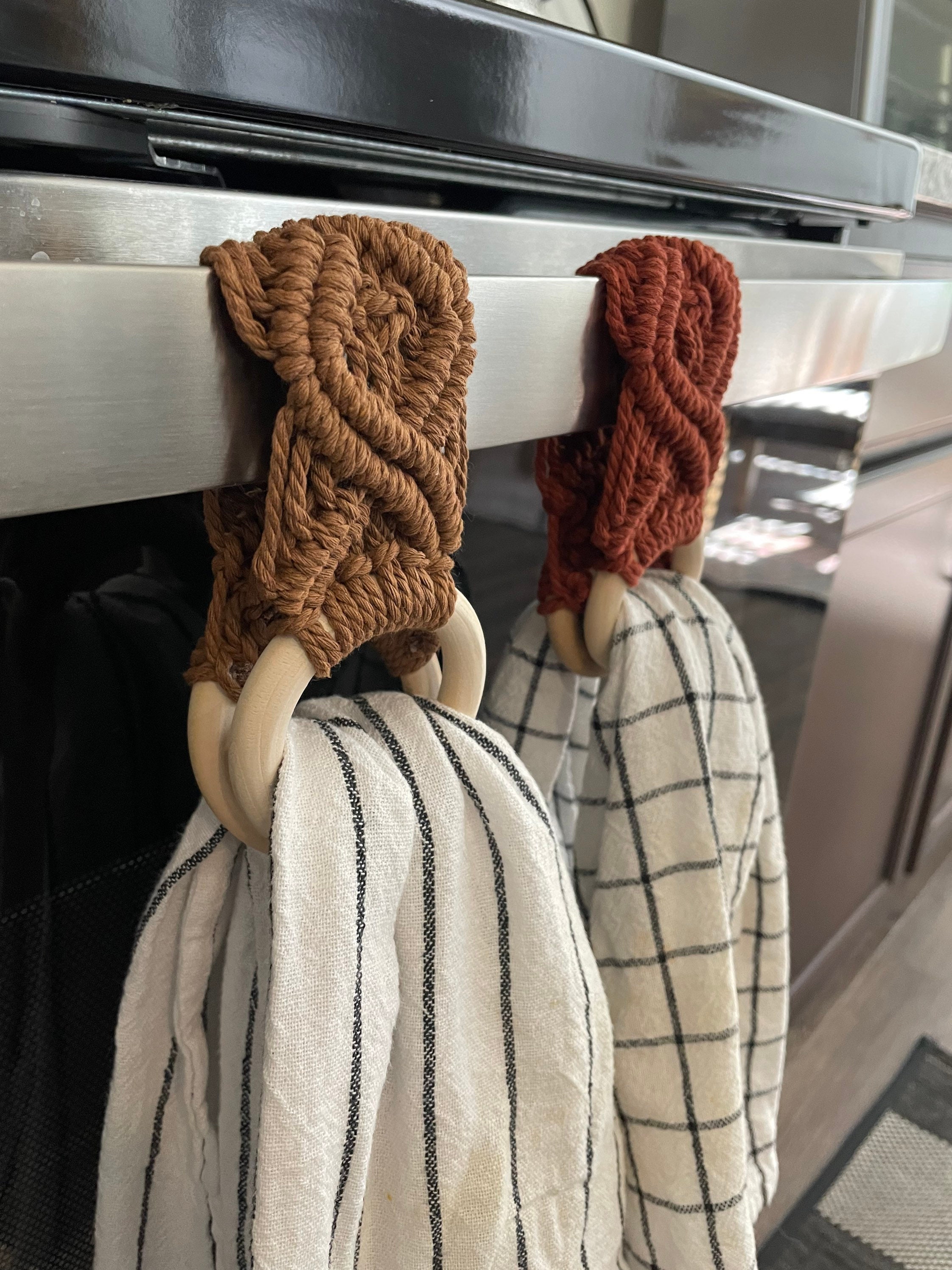 Macrame Towel Holder Kitchen Towel Hanger Oven Door Towel - Etsy