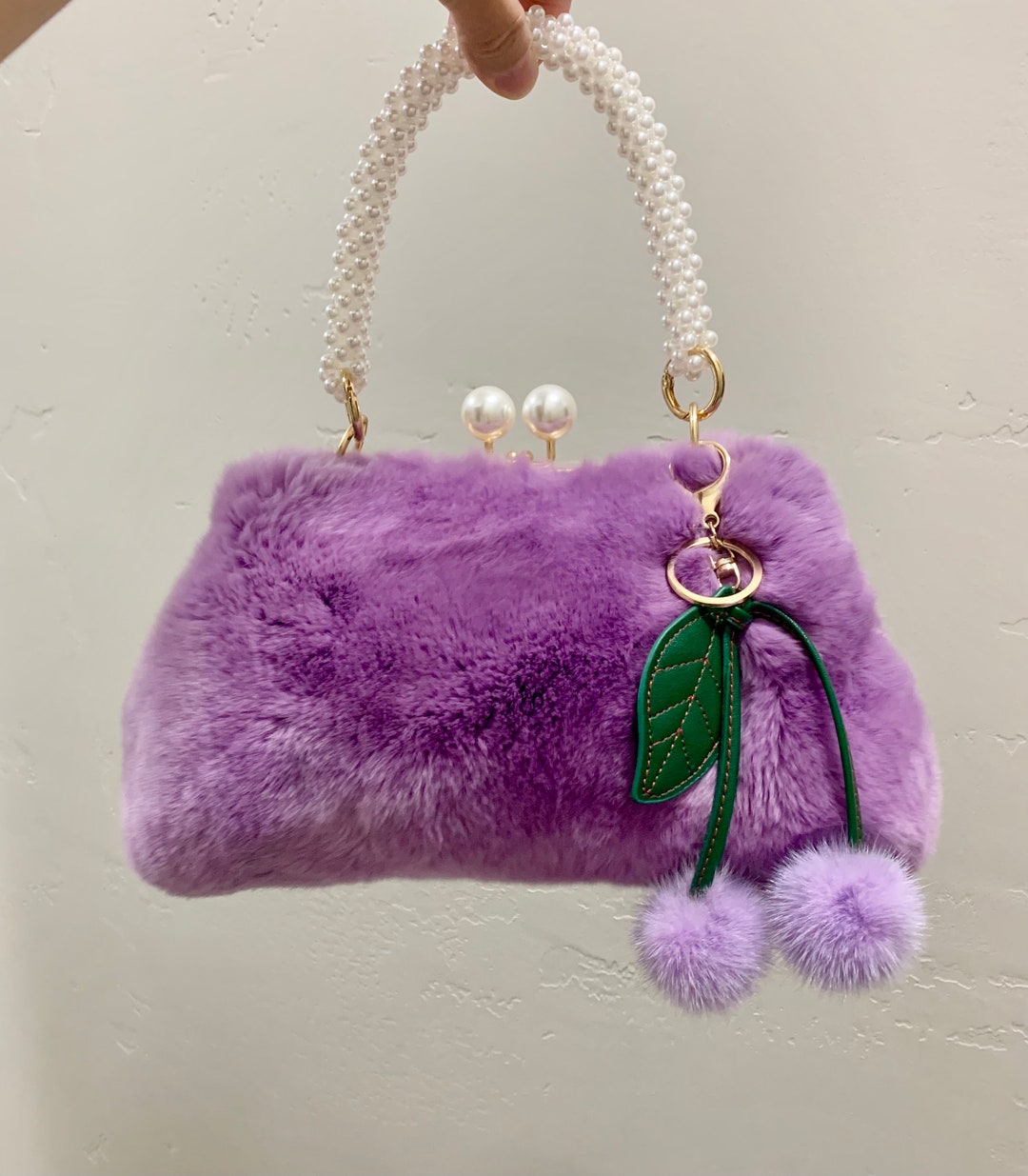Lilac Real Rex Rabbit Fur Barrel Bag/crossbody Includes 2 Fur Ball Bag ...