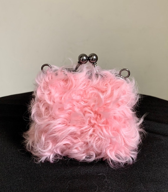 Handmade Real Shearling Metal Frame Kisslock Coin Pou… - Gem