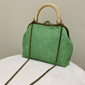 Green Floral Embossed Handmade Genuine Nubuck Leather Wooden Handle ...