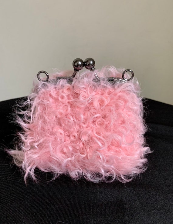 Handmade Real Shearling Metal Frame Kisslock Coin Pou… - Gem