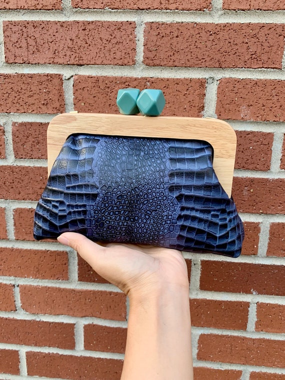 Genuine Leather Croc-embossed Texture Wooden Frame - Etsy