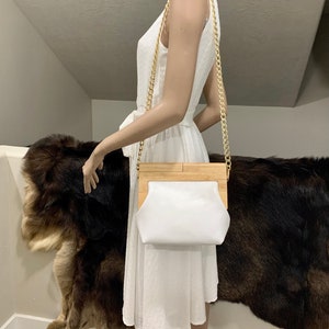 Handmade Genuine Cowhide Pattern Embossed Wooden Frame Purse Includes 2 ...