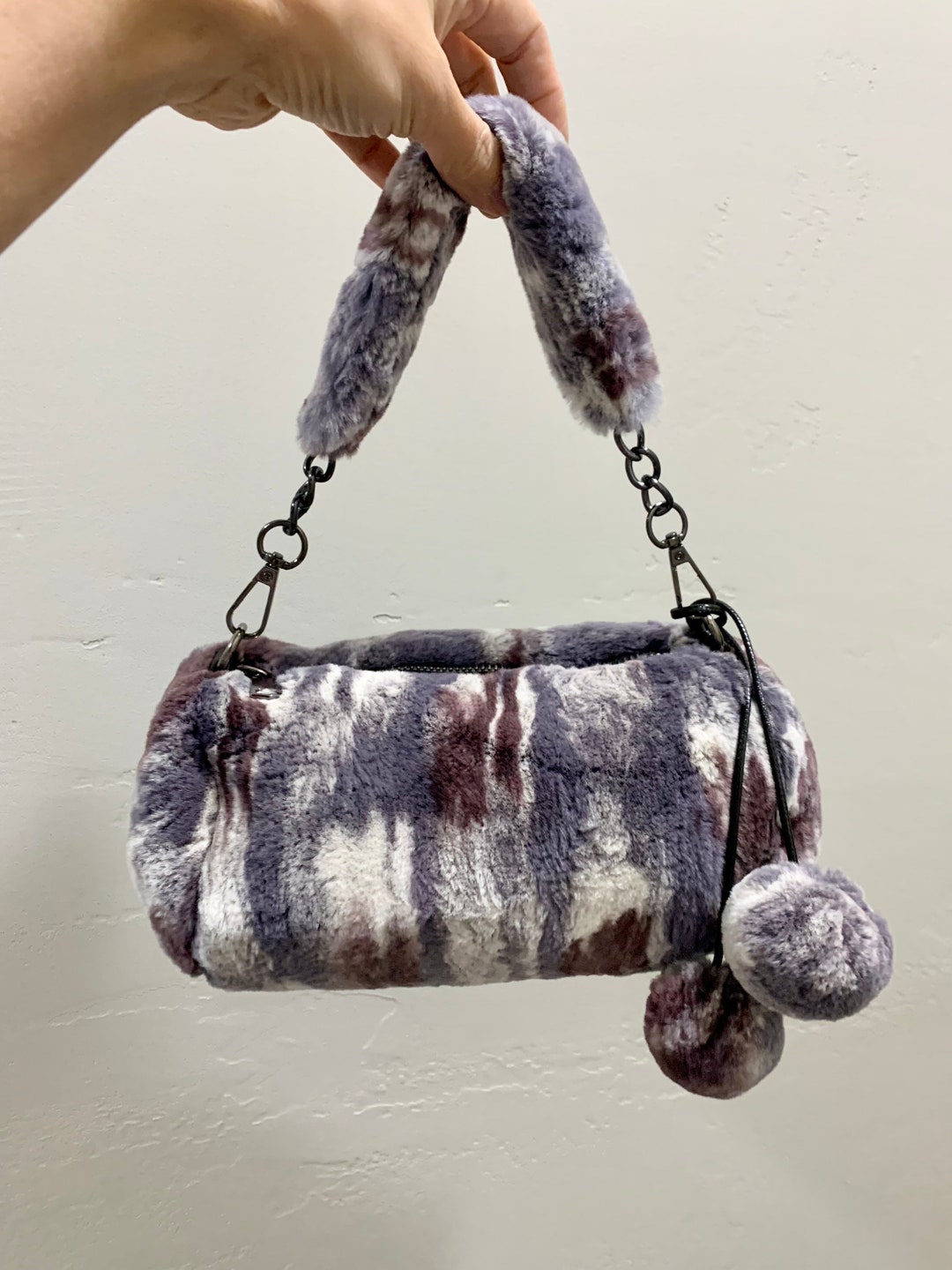 Handmade Real Rex Rabbit Fur Barrel Bag/crossbody Includes 2 Fur Ball ...
