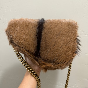 Brown Hair-on Goat Hide Saddle Bag, Women’s Shoulder Bag, Asymmetric ...