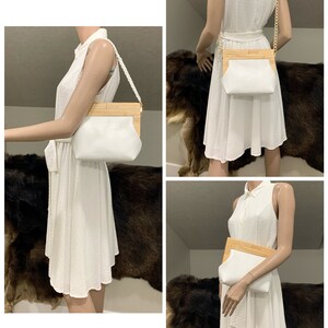 Handmade Genuine Cowhide Pattern Embossed Wooden Frame Purse Includes 2 ...