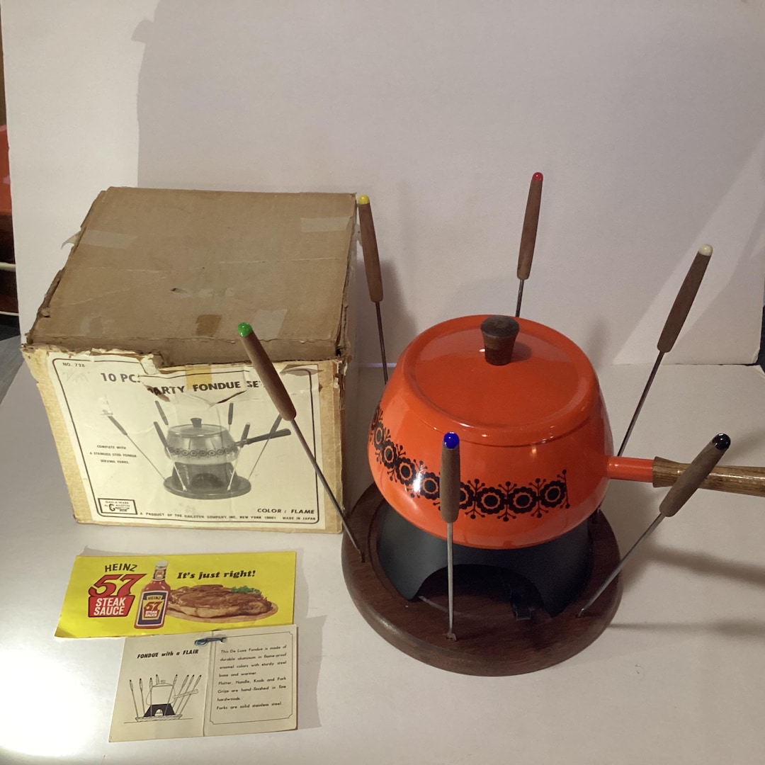 Vintage 1970’s 10 Pc Party Fondue Set in Box - Etsy