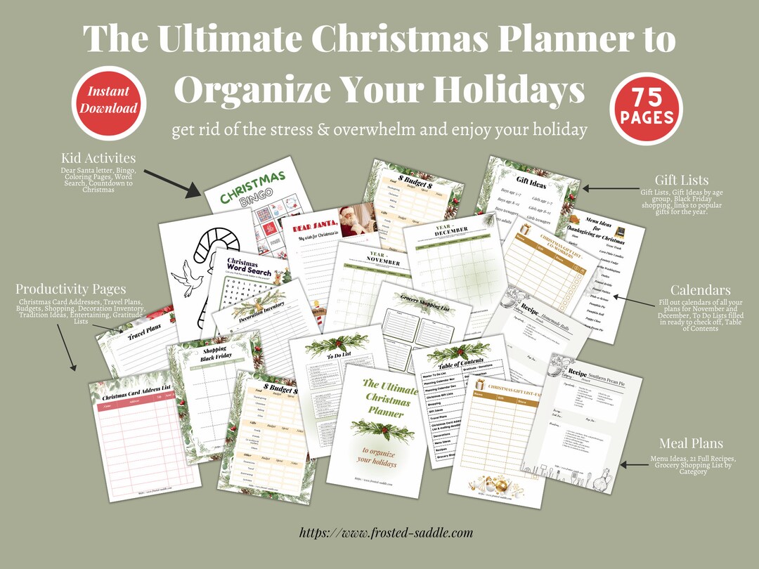 Christmas Planner Printable, Instant Download, PDF, Digital Print ...