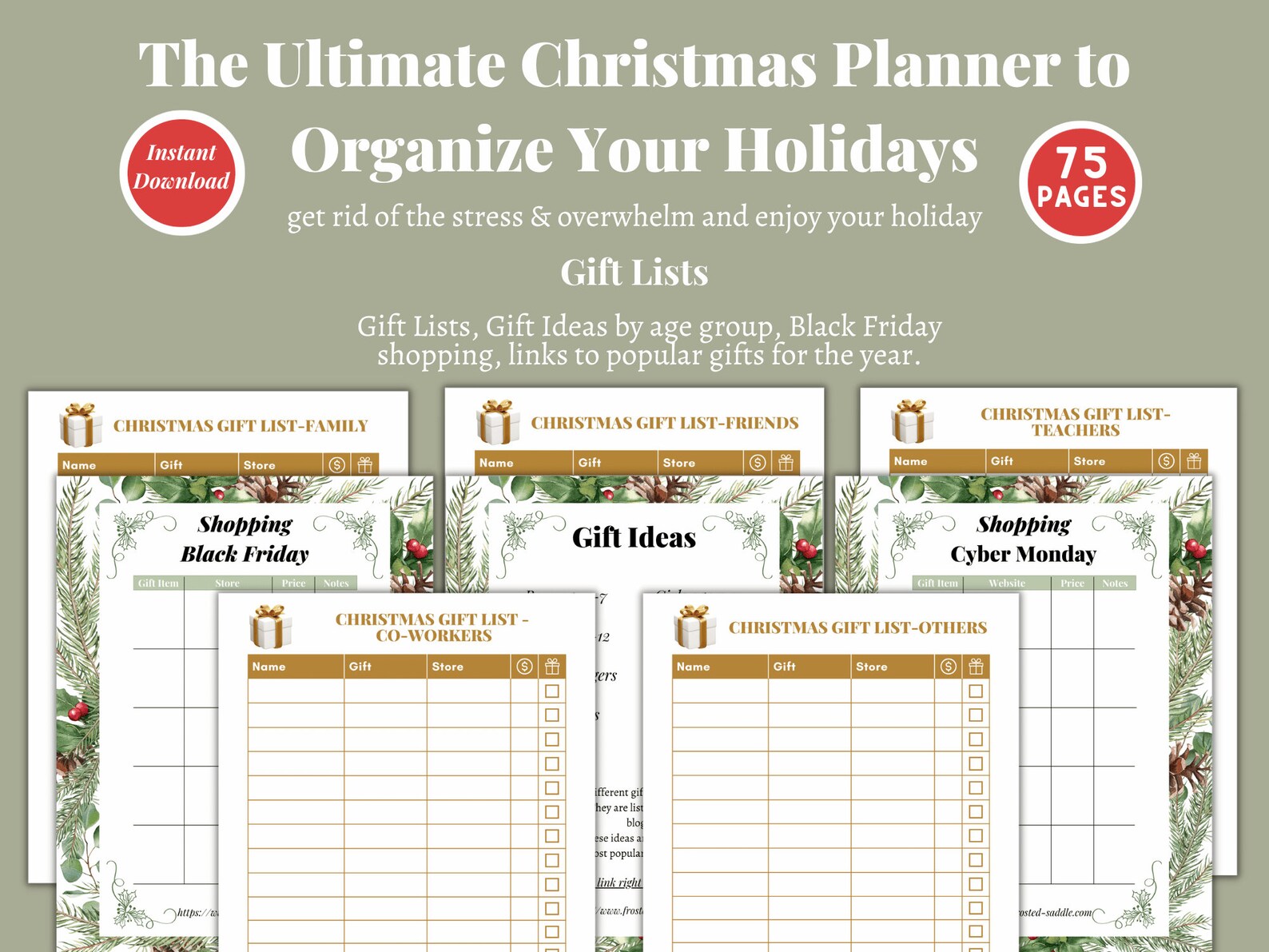 Christmas Planner Printable, Instant Download, PDF, Digital Print ...