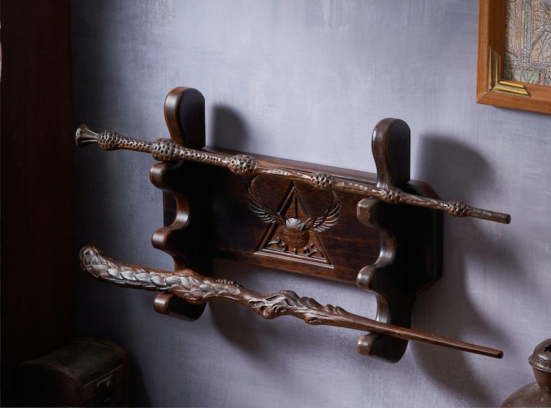 Wooden Wand Holder Wall 3 or 5 Tier | Wand Display Stand for Wall ...