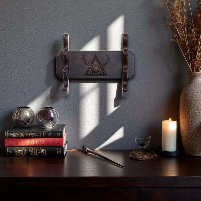 Wooden Wand Holder Wall 3 or 5 Tier | Wand Display Stand for Wall ...