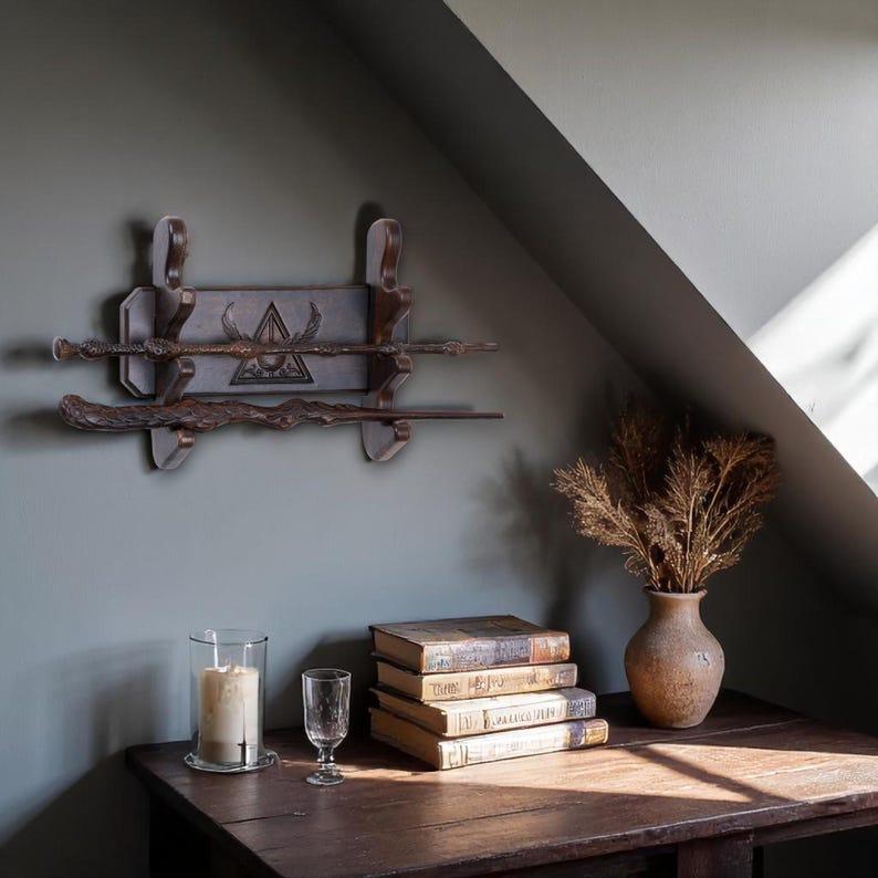 Wooden Wand Holder Wall 3 or 5 Tier | Wand Display Stand for Wall ...