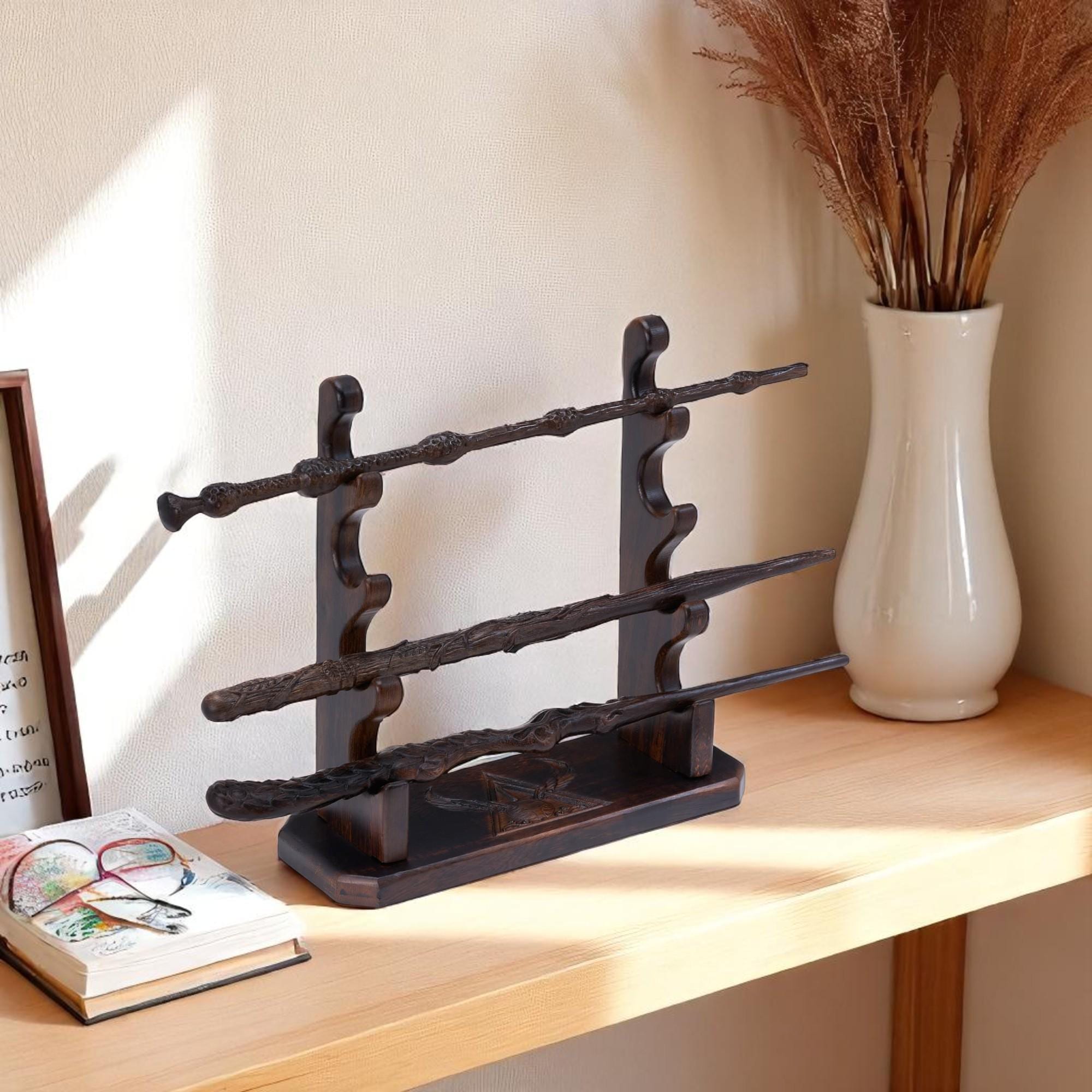Wooden Wand Stand 4 Slot Holder | Magic Wand Display Stand | Wooden ...