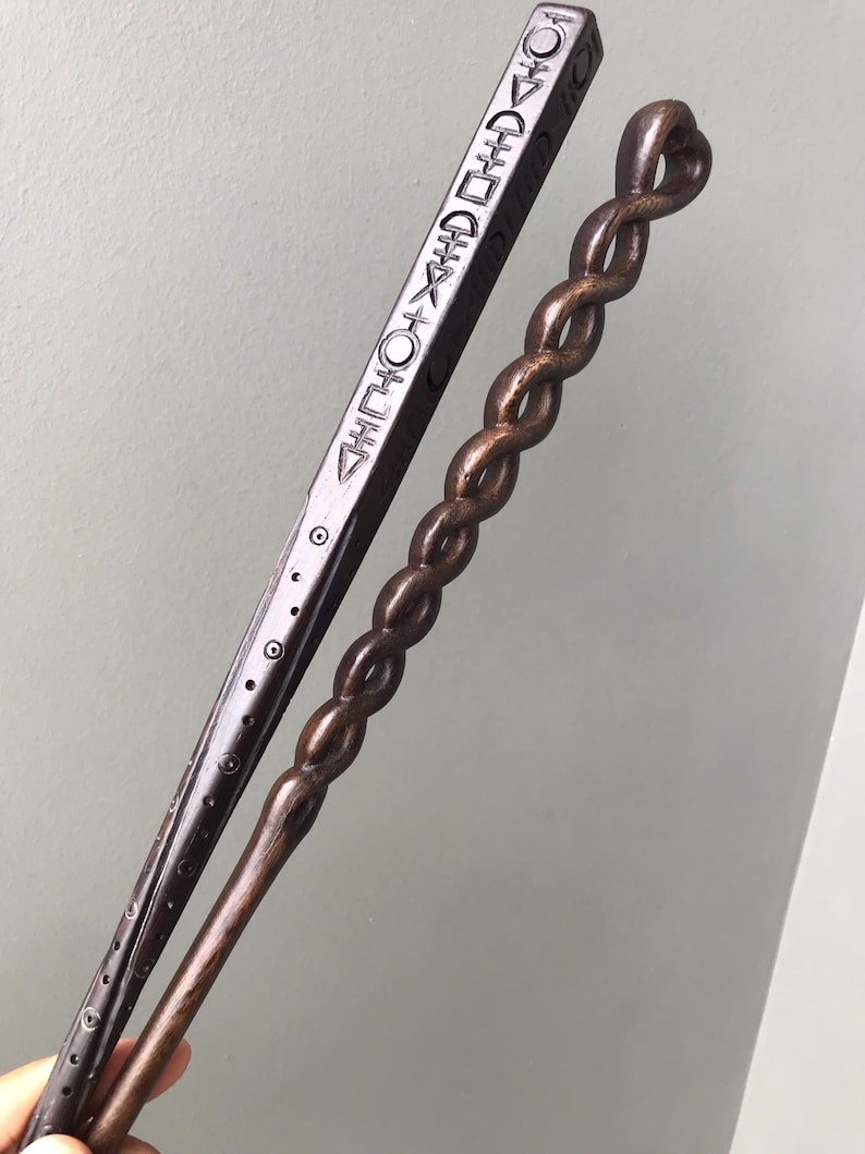 Hand Carved Wooden Magic Wands: Heart & Sirius Black, Set of 2 - Etsy