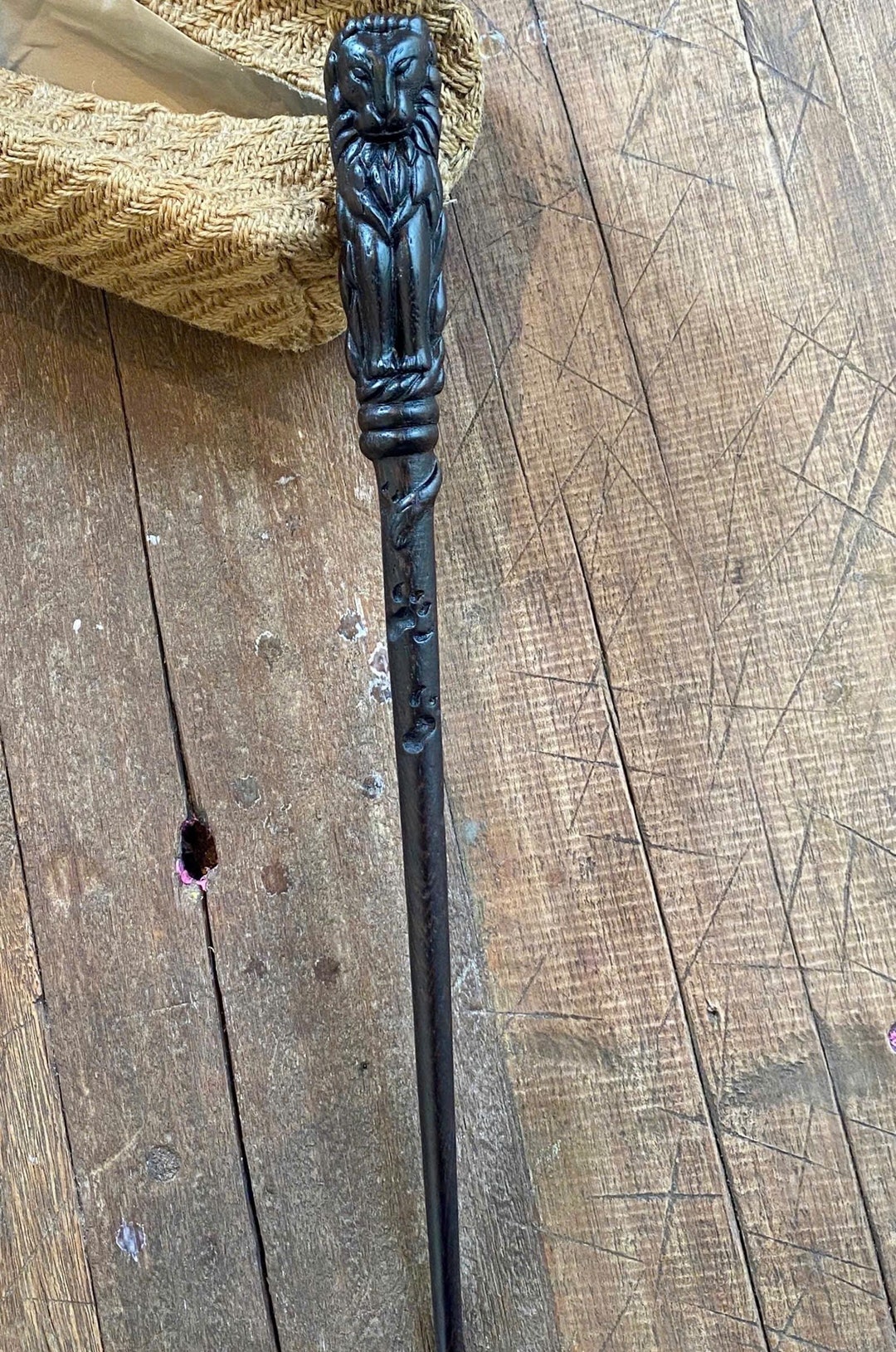 Hand-carved Wood Lion Wand: 15in Wizard Witch Wand - Etsy