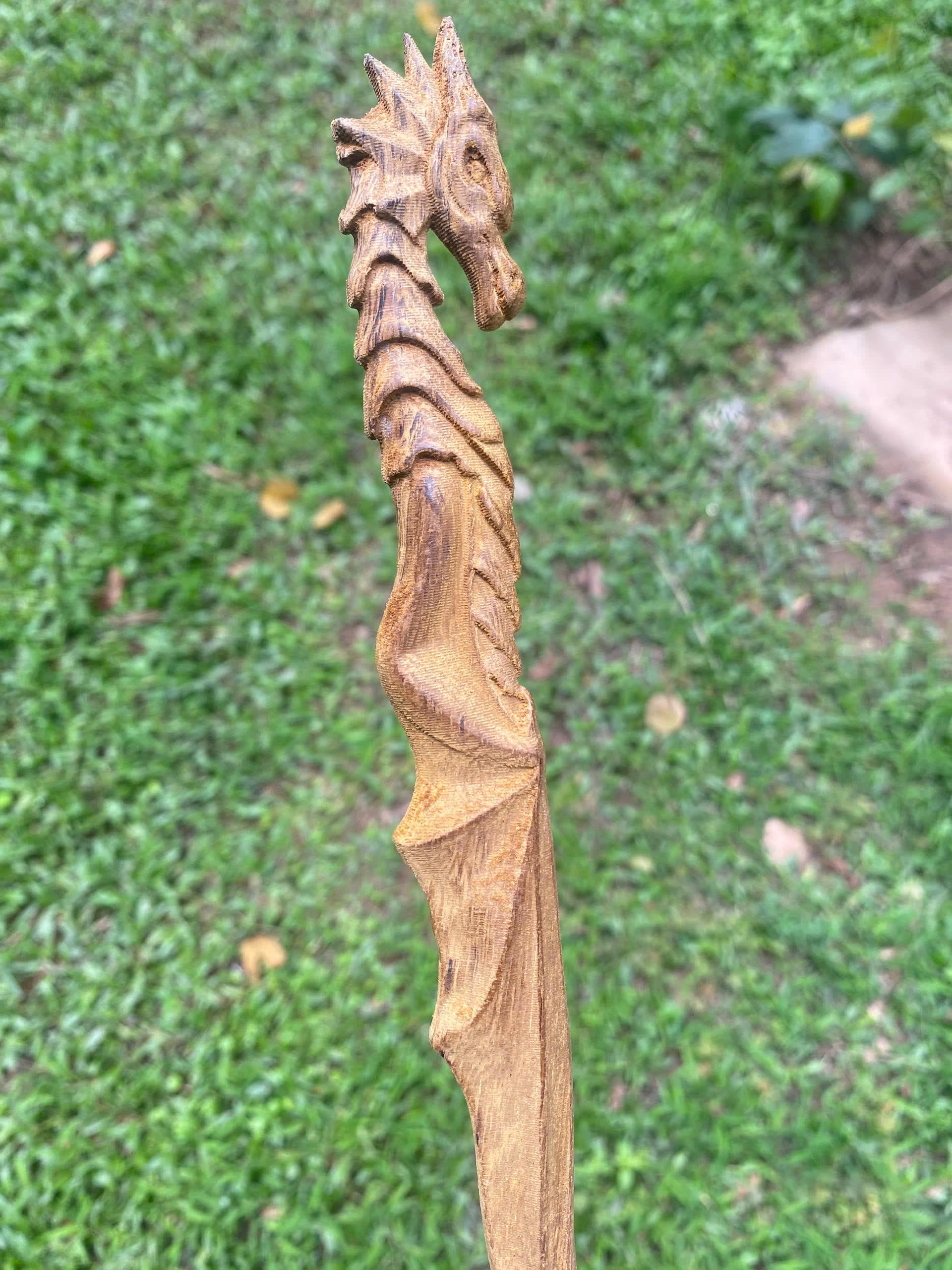 Hand-carved Wooden Dragon Wand: Unfinished DIY Magic - Etsy