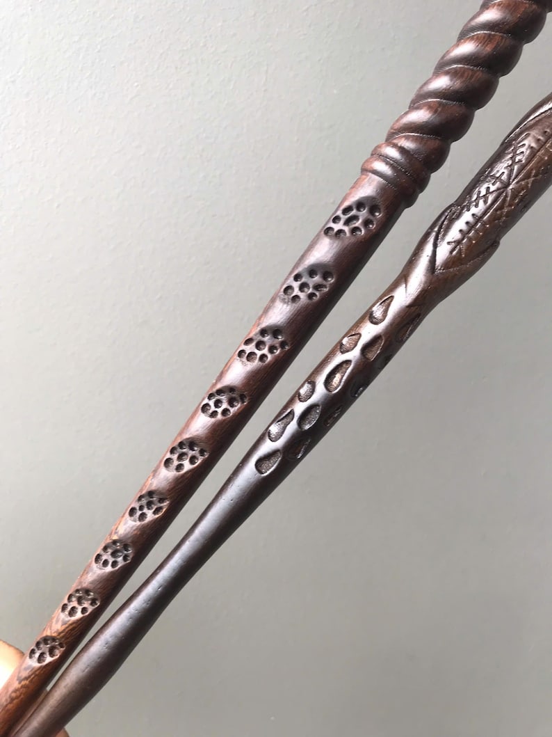 Hand-carved Wooden Magic Wands: Viking & Celtic Wiccan Set - Etsy