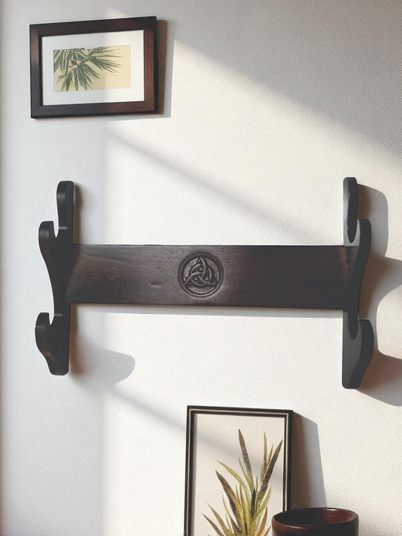 Hand Carved Wooden Katana Wall Mount: Samurai Sword Display - Etsy
