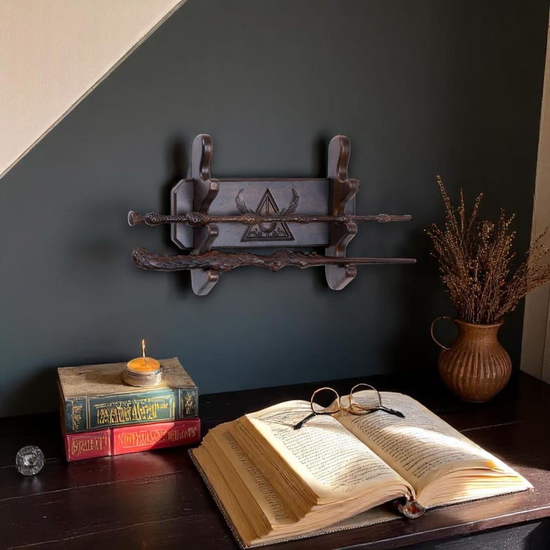 Wooden Wand Holder Wall 3 or 5 Tier | Wand Display Stand for Wall ...