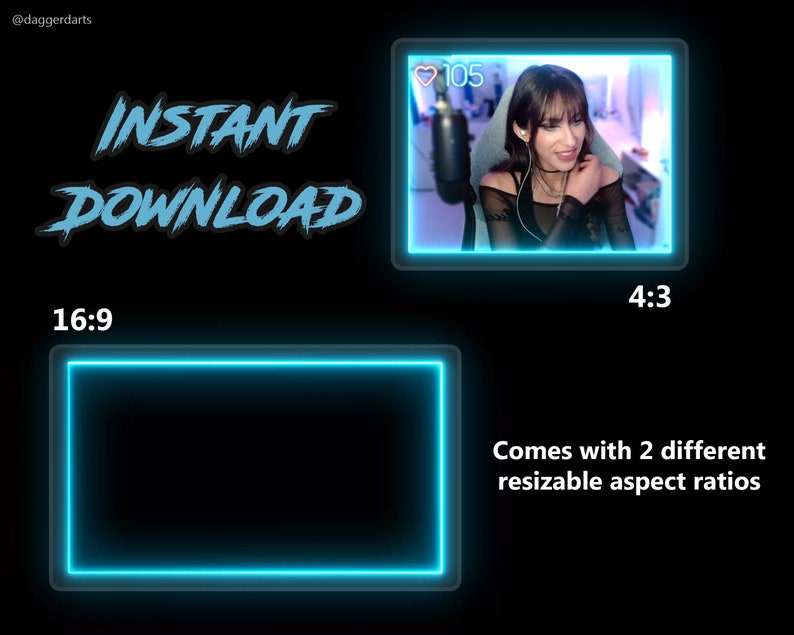 Twitch Animated Camera Overlay Neon Glass Aqua - Etsy