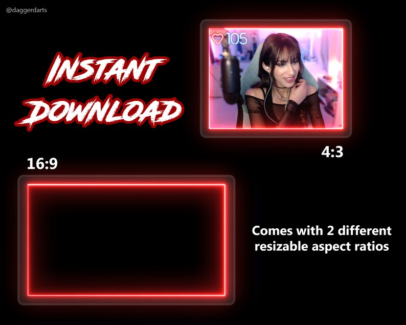 Twitch Animated Camera Overlay | Neon Glass Red - Etsy