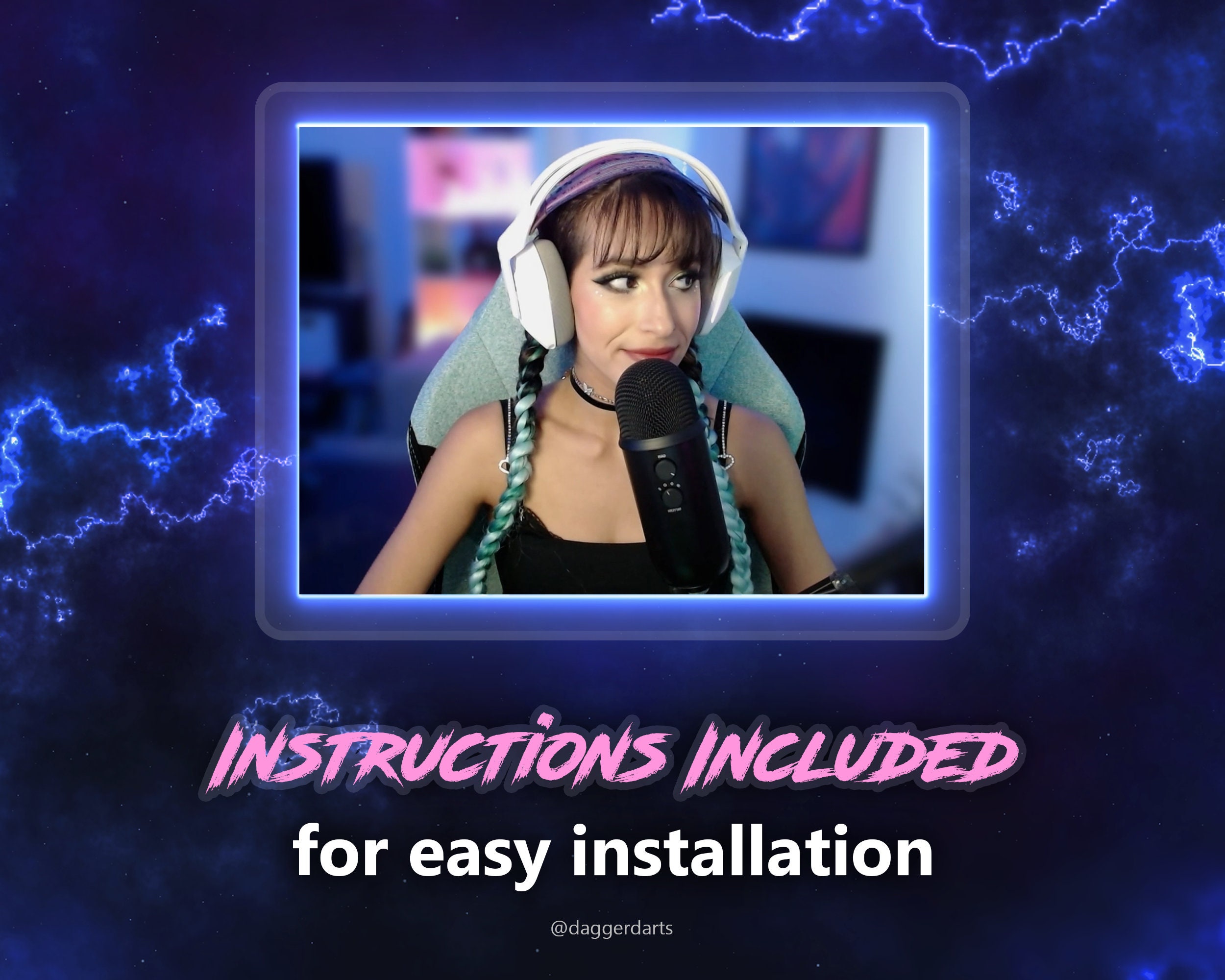Twitch Animated Camera Overlay Neon Glass Dark Blue - Etsy