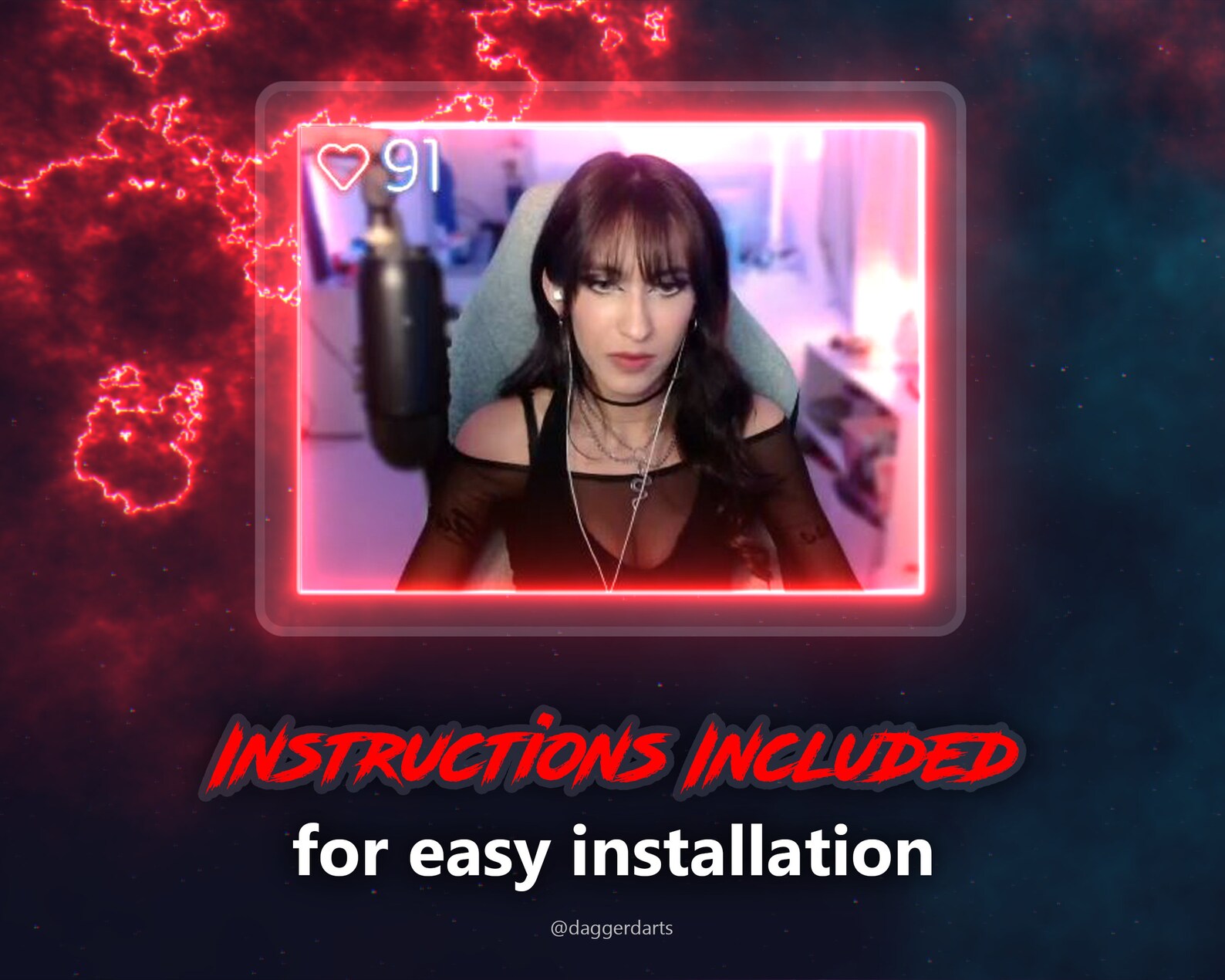 Twitch Animated Camera Overlay | Neon Glass Red - Etsy