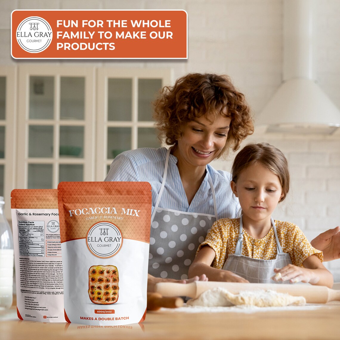 Garlic & Rosemary Focaccia Bread Mix -double Batch Makes 2 Loaves Bake ...