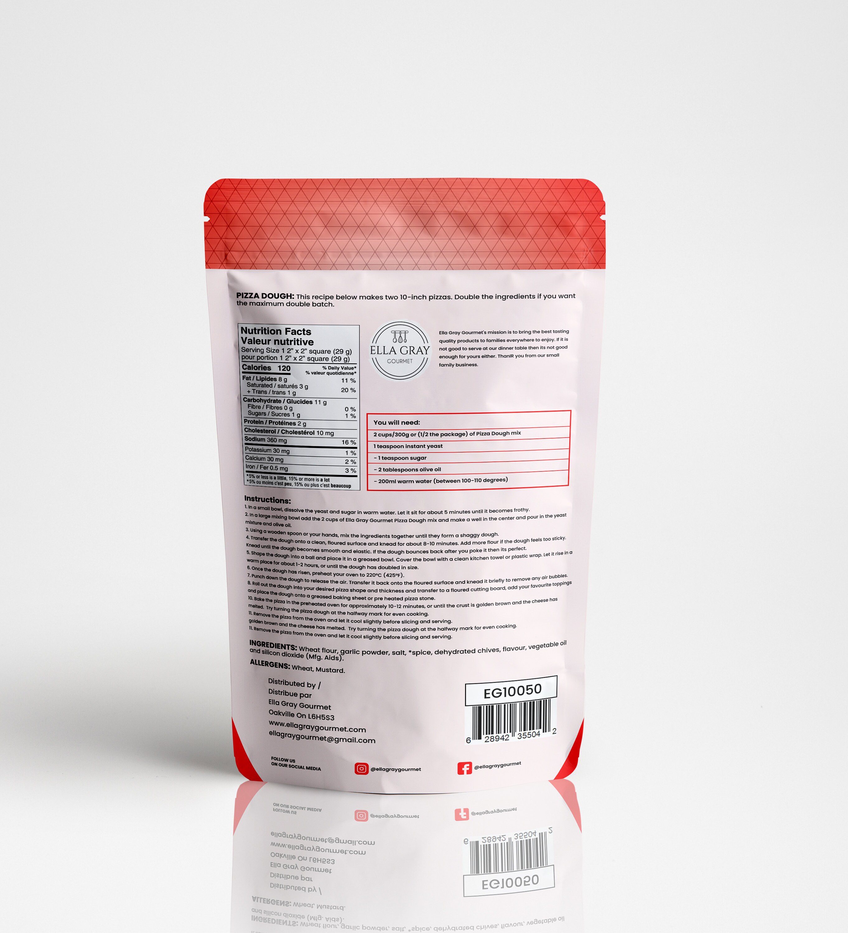Ella Gray Gourmet Original Pizza Dough Mix - Makes 4 Medium Pizzas ...
