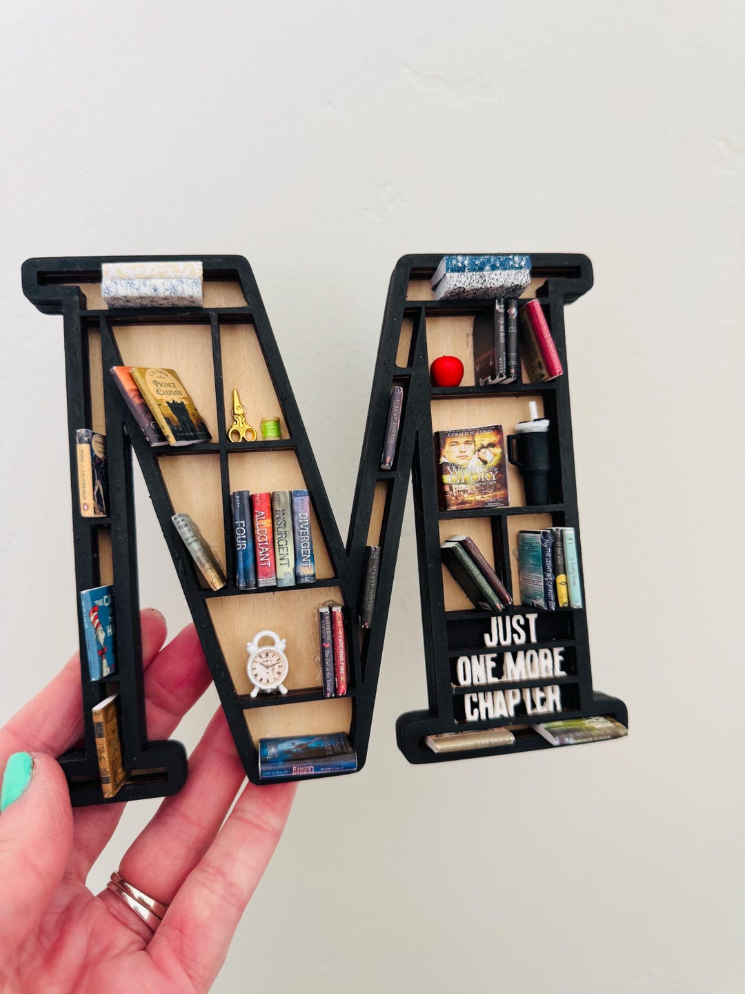 Custom Alphabet Initial Bookshelf W/miniature Books & Decor | Book ...