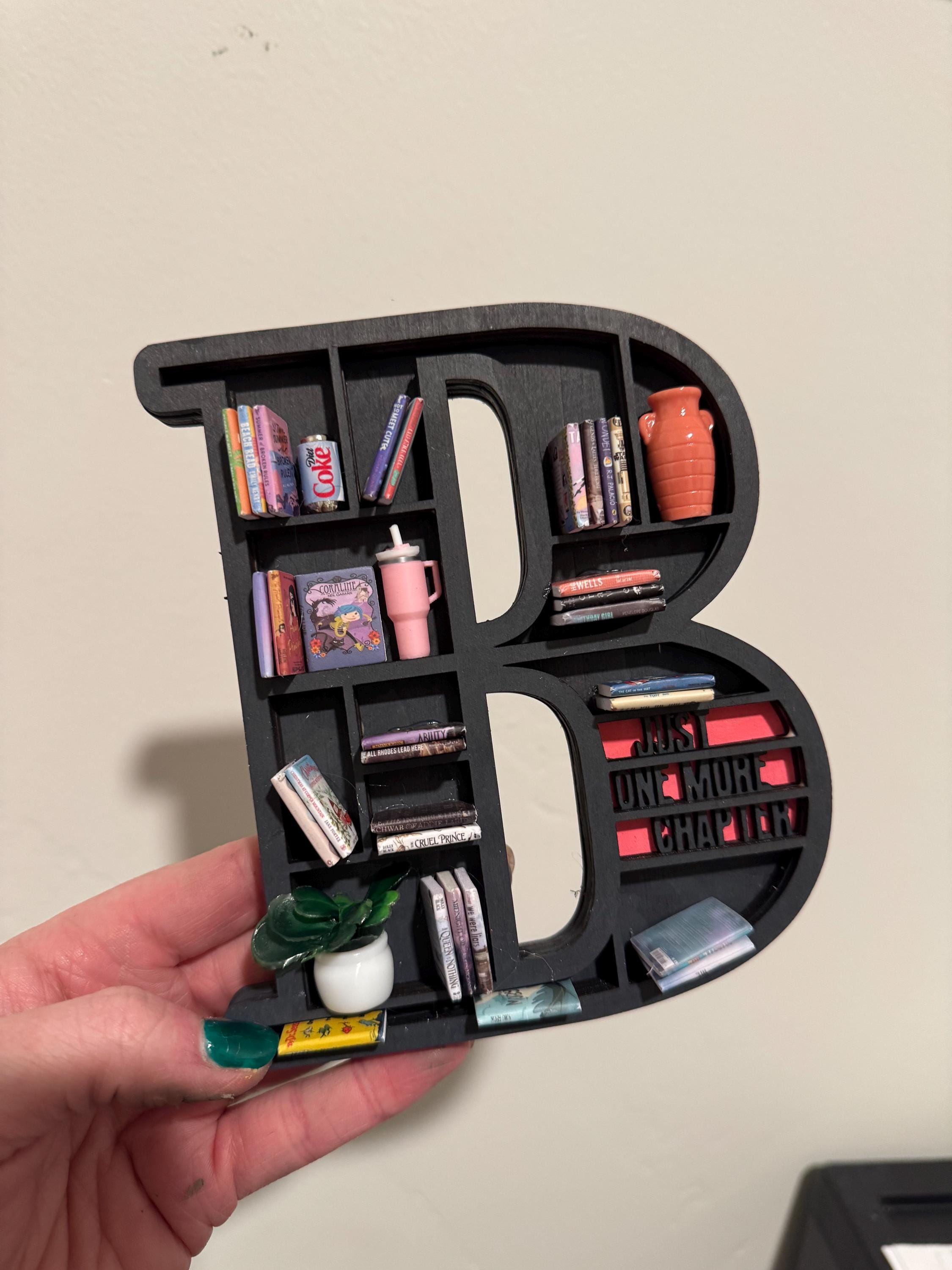 Custom Alphabet Initial Bookshelf W/miniature Books & Decor | Book ...