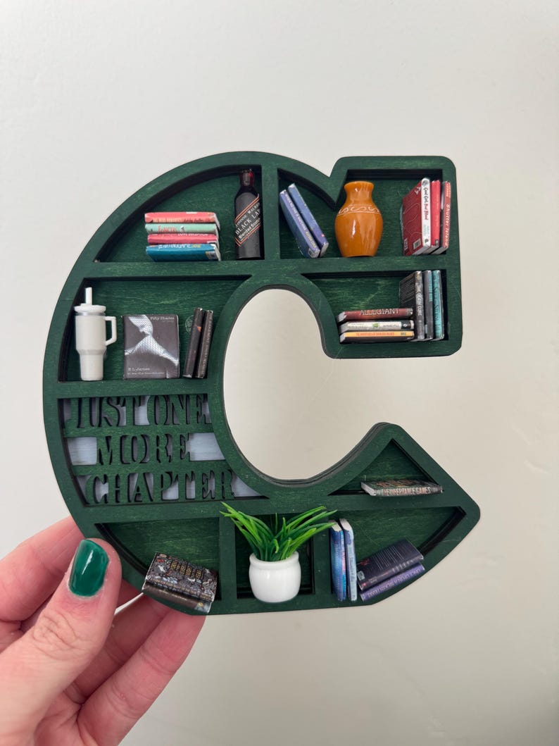 Custom Alphabet Initial Bookshelf W/miniature Books & Decor | Book ...