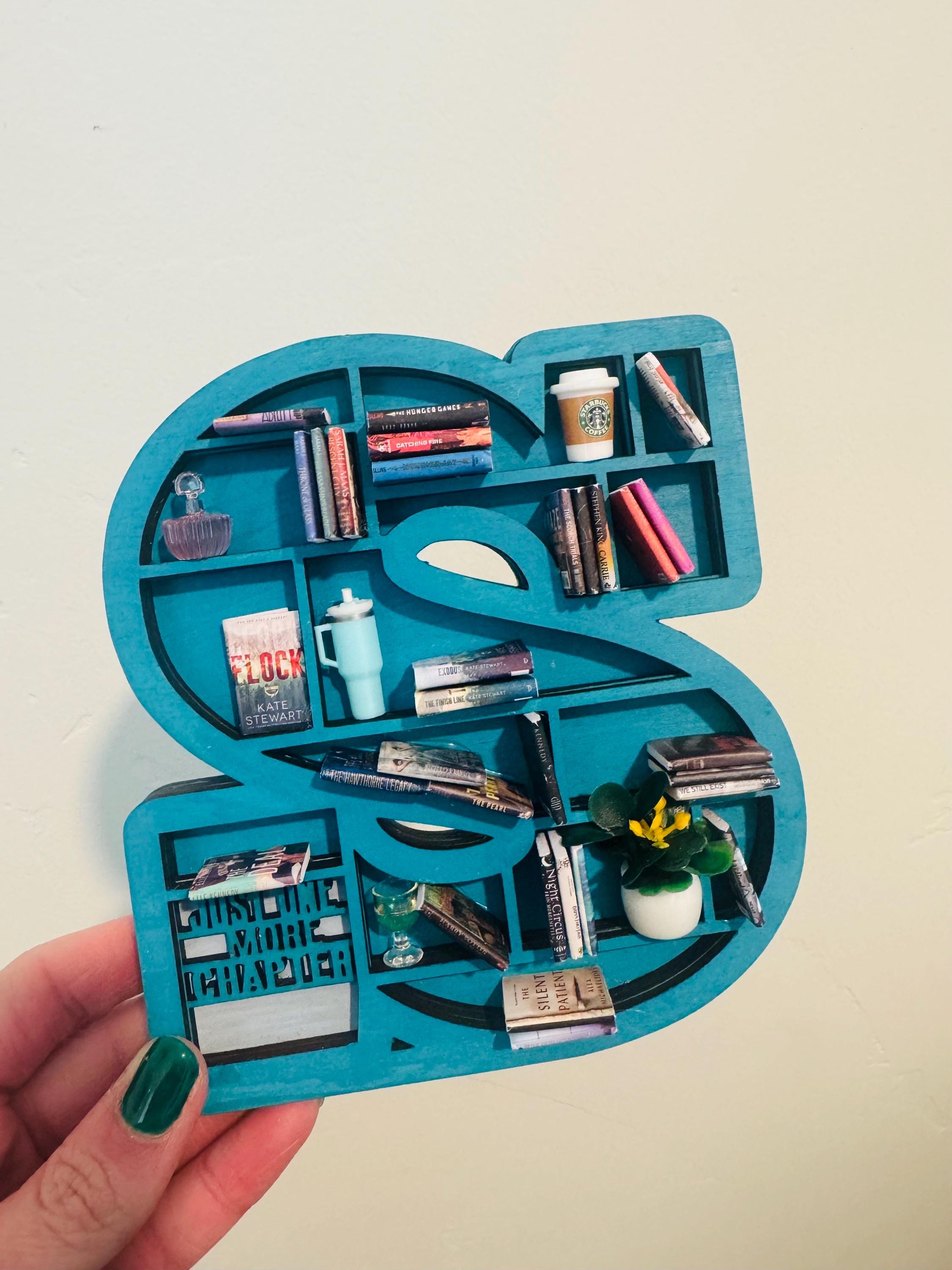 Custom Alphabet Initial Bookshelf W/miniature Books & Decor | Book ...