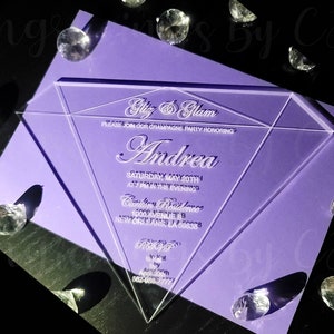 Diamond Acrylic Custom Invites, Wedding Invites, Bridal Shower Invites ...