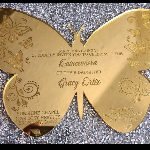 Butterfly Acrylic Invitation - Etsy