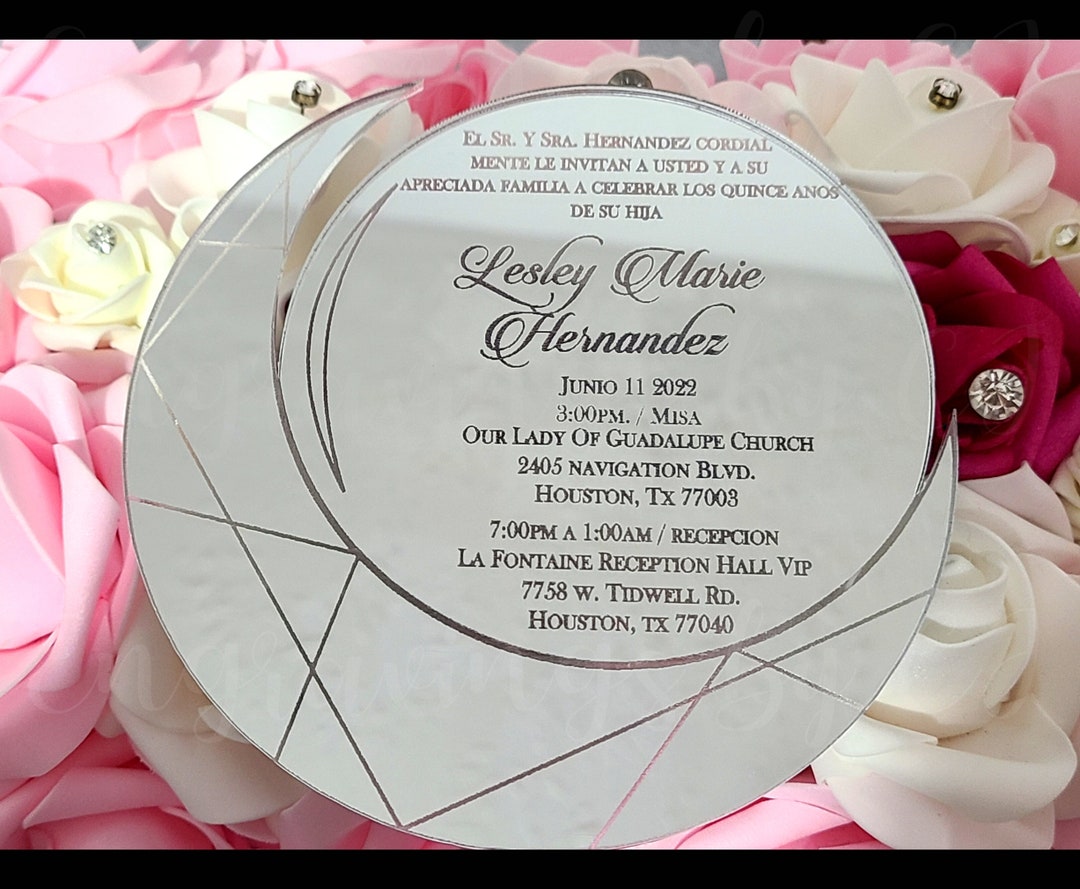 Luxury Quinceanera Invitation, Mirror Invitation, Moon Invitation ...