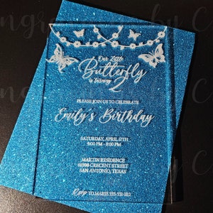 Our Little Butterfly Themed Acrylic Custom Invites, Toddler Invitation ...