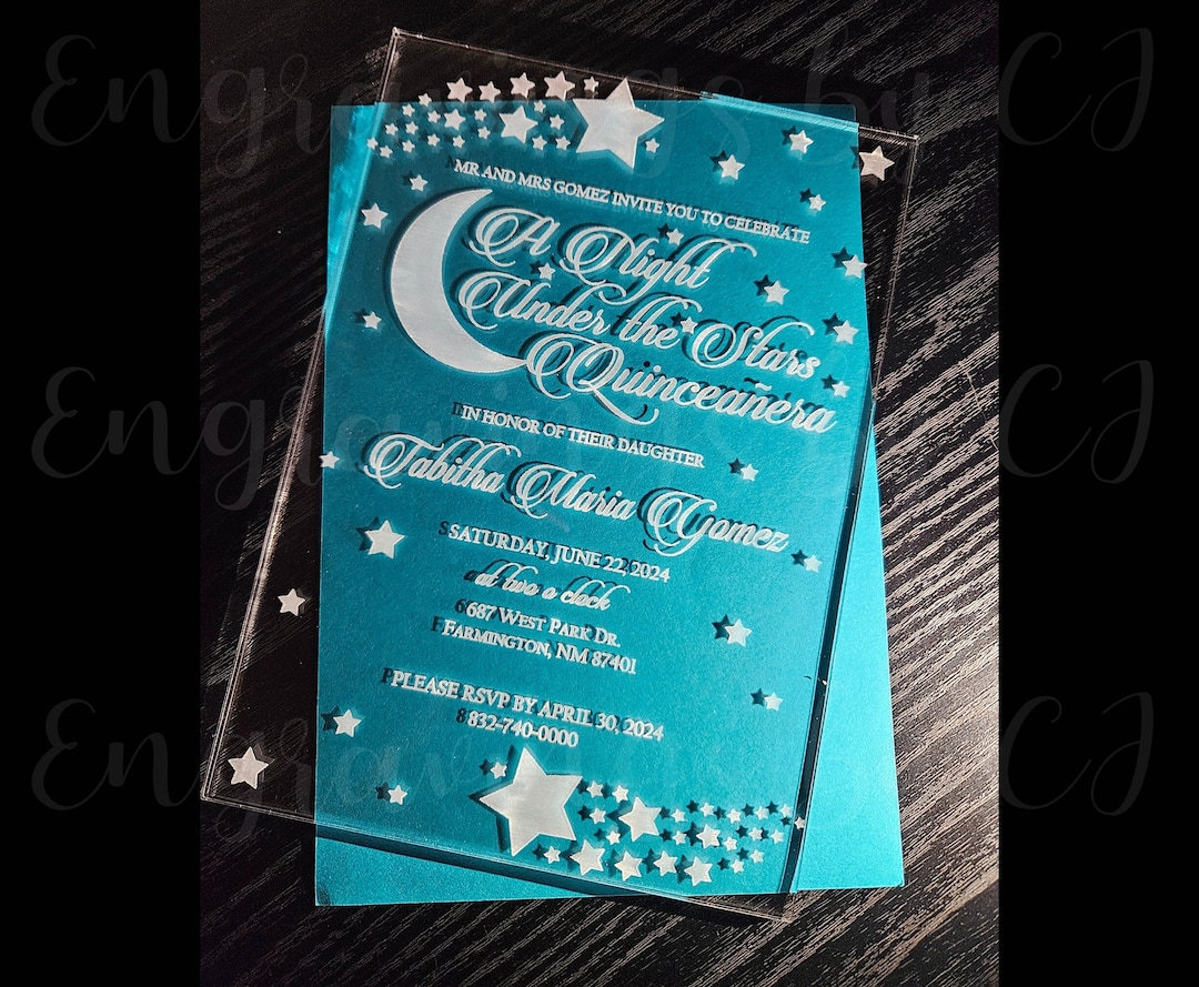 A Night Under the Stars Invitation, Quince Invite, Quinceanera Acrylic ...