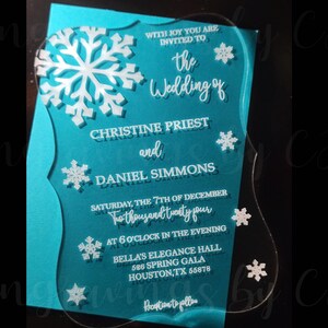 Snowflake Design Laser Engraved Luxury Acrylic Custom Invite, Wedding ...